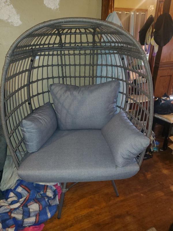 MERRICK LANE Tavros Oversized Wicker Rattan Swivel Lounge Egg Chair For Indoor/Outdoor Patio ...