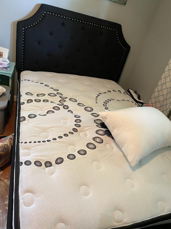 Emma + Oliver Full Tufted Platform Bed in Beige Fabric with 10 Inch ...