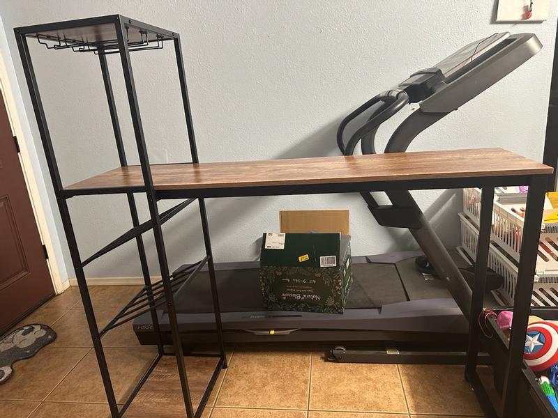 Flash Furniture Jura Metal Bar and Wine Table with 2 Slanted Shelves ...