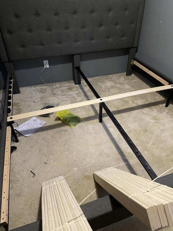 Emma + Oliver Full Tufted Platform Bed in Dark Gray Fabric with 10 Inch ...