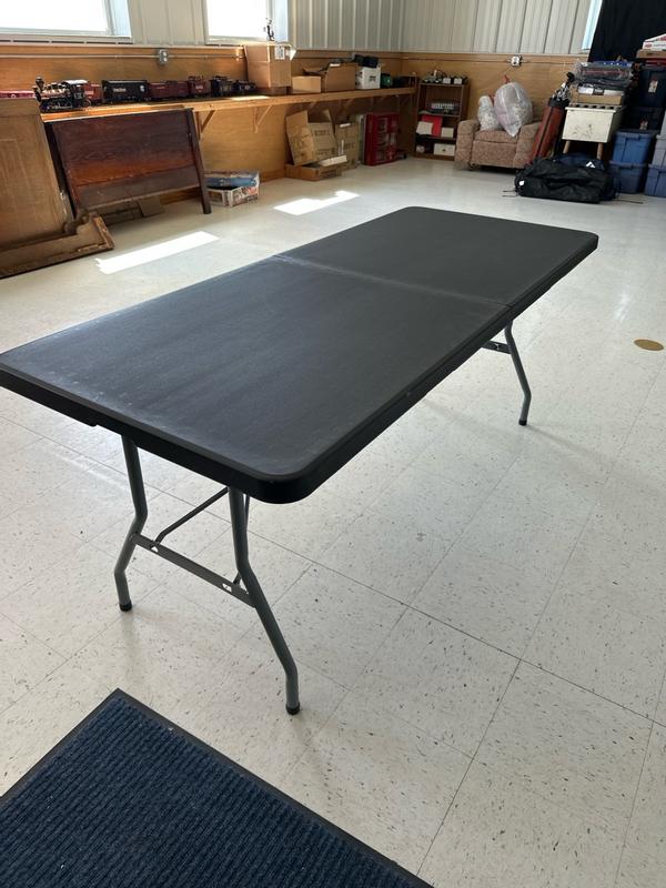 Emma + Oliver 6-Foot Bi-Fold Granite White Plastic Folding Table with ...