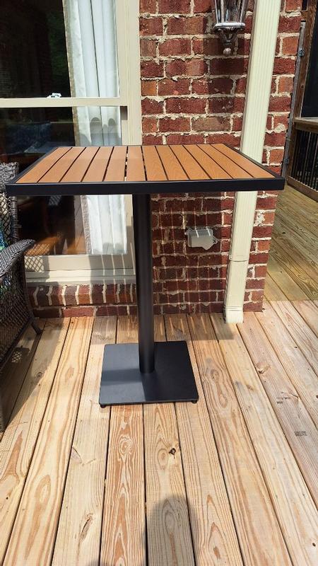 Emma + Oliver Livia 32-in Square Outdoor Bar Height Table with Faux ...