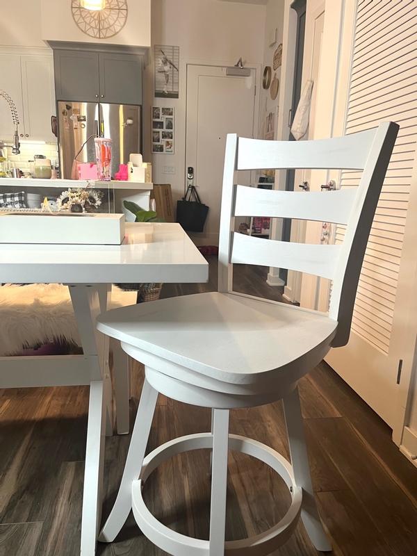 Flash Furniture Liesel White Wash 24.5-in H Counter height Swivel Wood ...