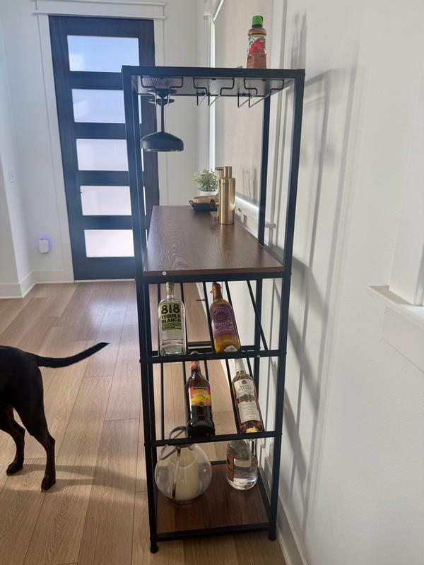 Flash Furniture Jura Metal Bar and Wine Table with 2 Slanted Shelves ...