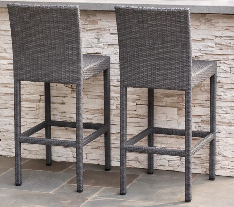 Martha Stewart Bedford Set of 2 Indoor-Outdoor Patio Bar Stools in Gray ...