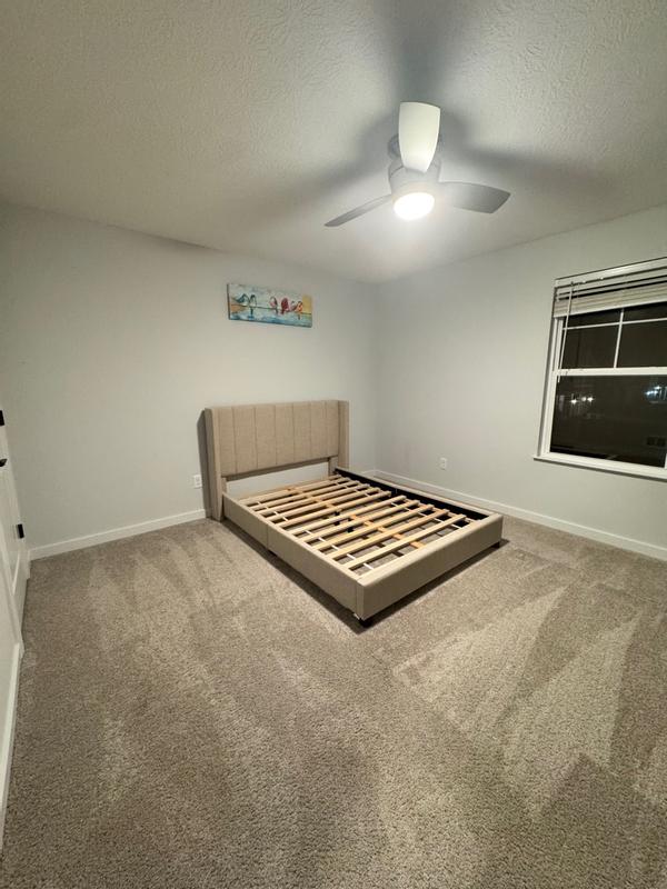 Martha Stewart Kay Full Upholstered Platform Bed with Channel Stitched ...