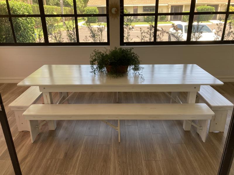 Flash Furniture Antique Rustic White Rustic Dining Room Set with ...