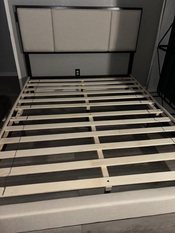 Martha Stewart Jett Queen Size Solid Wood Platform Bed with Upholstered ...