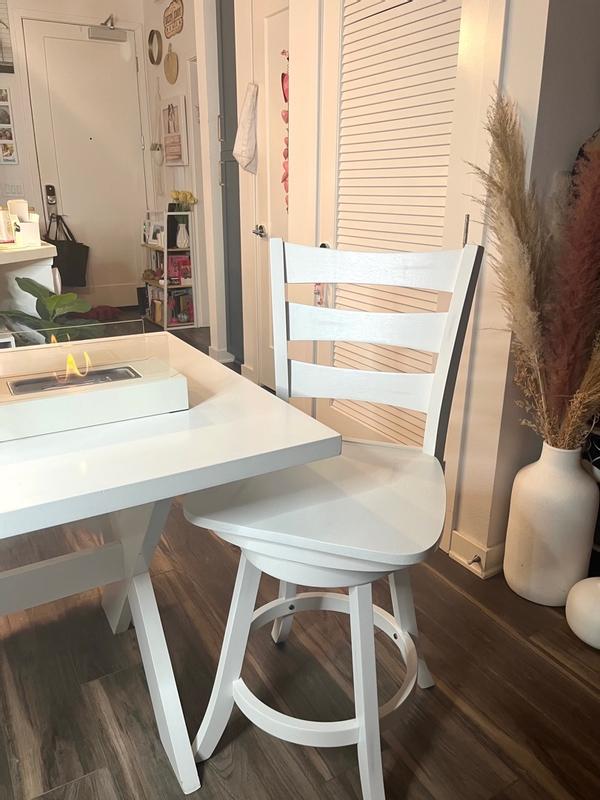 Flash Furniture Liesel White Wash 24.5-in H Counter height Swivel Wood ...