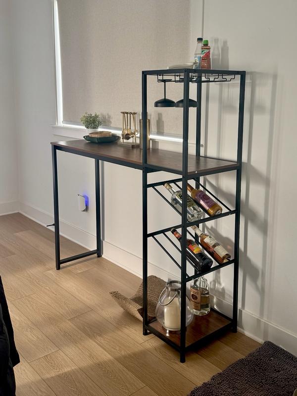 Flash Furniture Jura Metal Bar and Wine Table with 2 Slanted Shelves ...