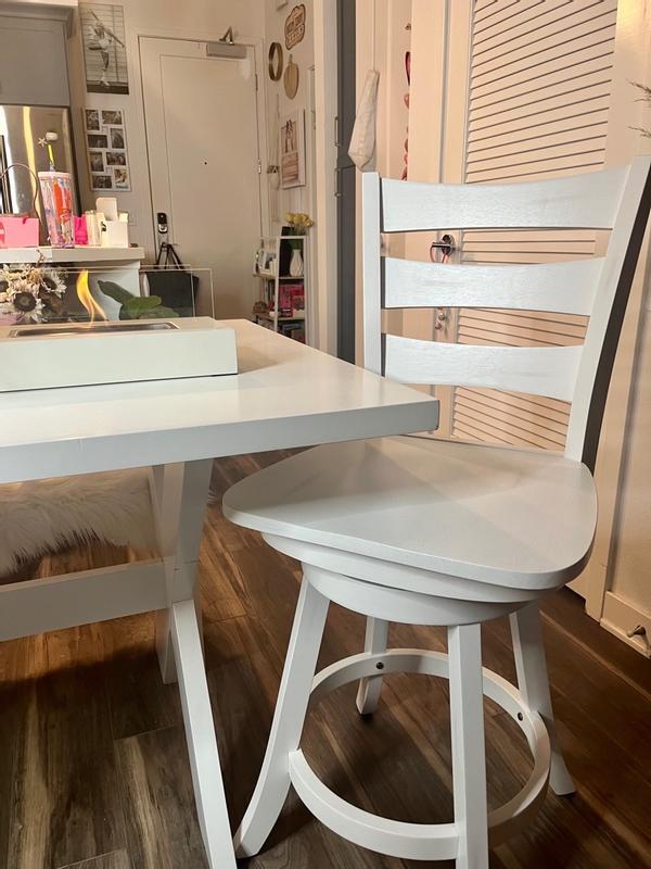 Flash Furniture Liesel White Wash 24.5-in H Counter height Swivel Wood ...