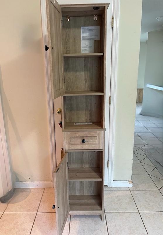 Merrick Lane Delilah Slim Linen Tower Organizer with Storage Drawer ...