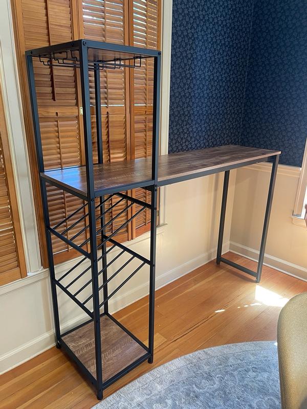 Flash Furniture Jura Metal Bar and Wine Table with 2 Slanted Shelves ...