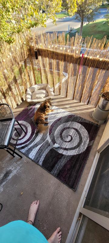 Emma + Oliver Aeris 2-ft x7-ft Contemporary Swirl Plush Pile Accent Rug ...