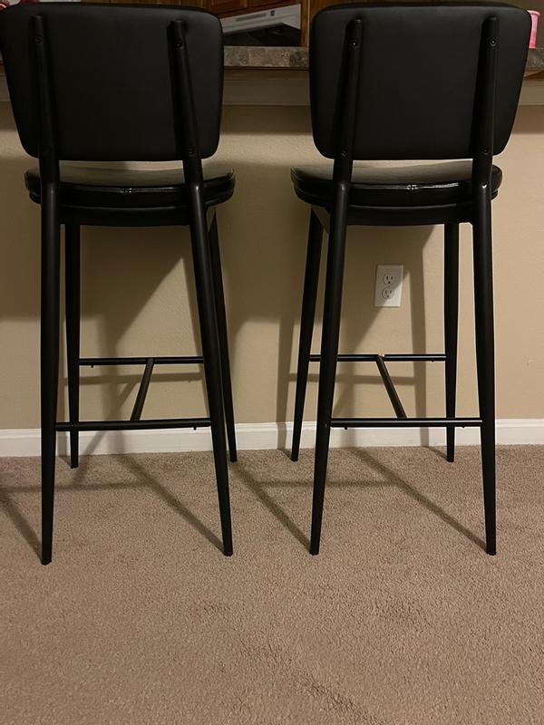 Merrick Lane Regency Black Faux Leather Barstools Contemporary Black ...