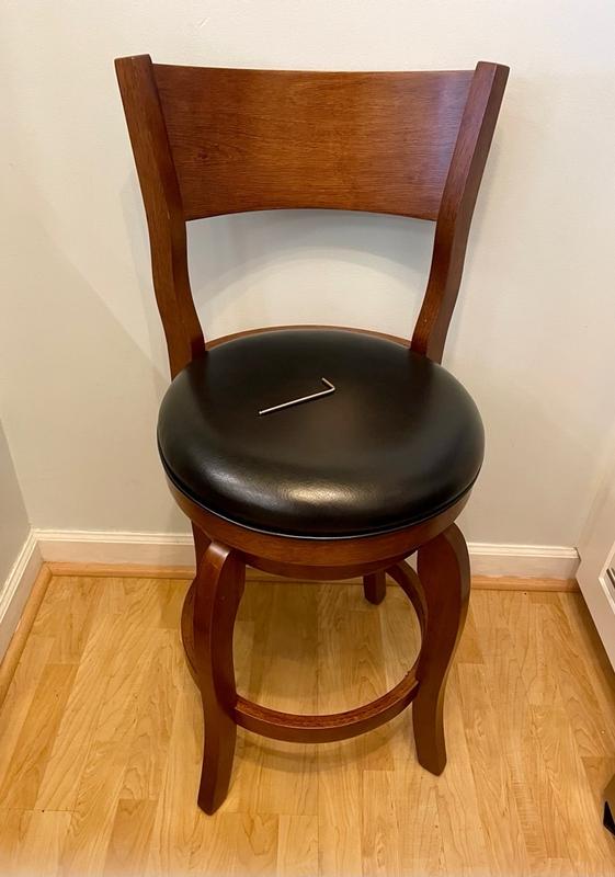 Merrick Lane Tally 24-in Antique Oak Classic Wooden Open Back Swivel Counter Height Pub Stool ...