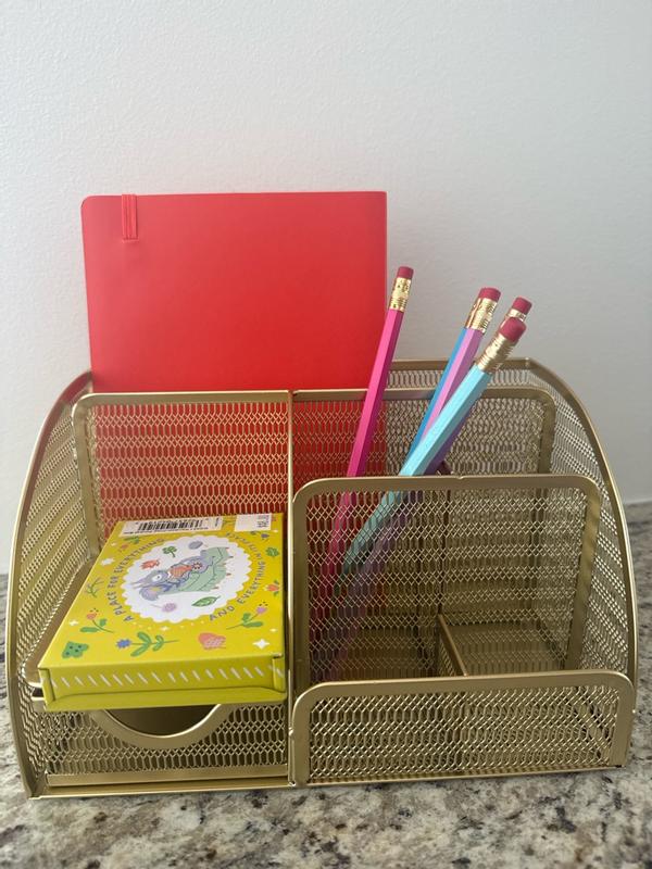 Martha Stewart 4-Compartment Gold Metal Desktop Organizer Set ...
