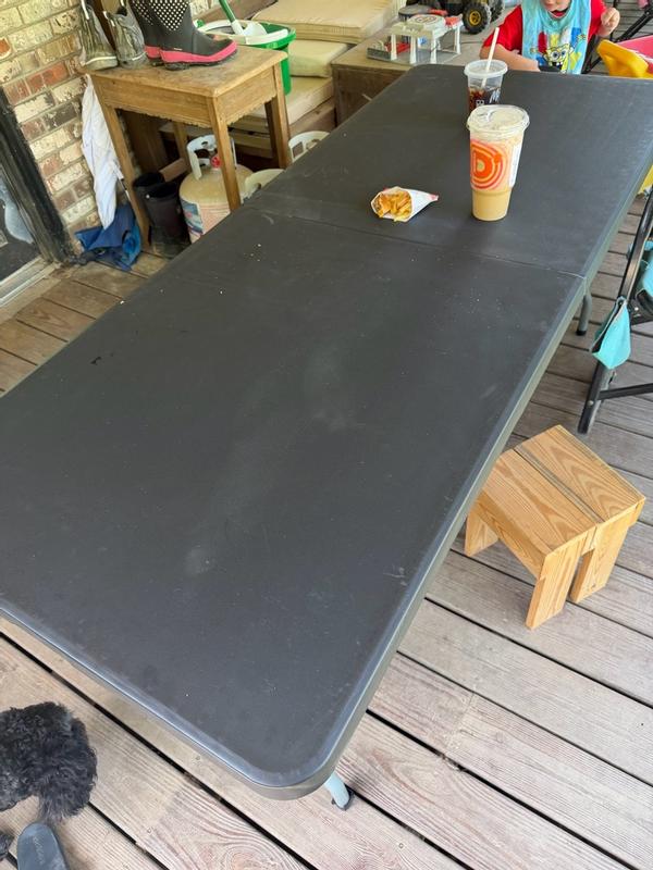 Emma + Oliver 6-Foot Bi-Fold Granite White Plastic Folding Table with ...