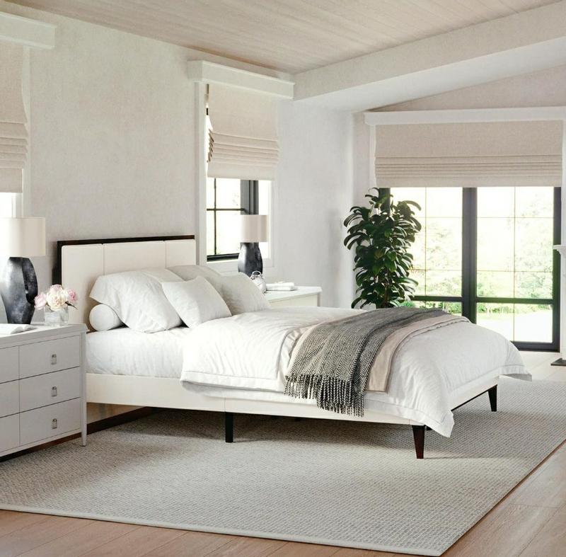 Martha Stewart Jett Queen Size Solid Wood Platform Bed with Upholstered ...