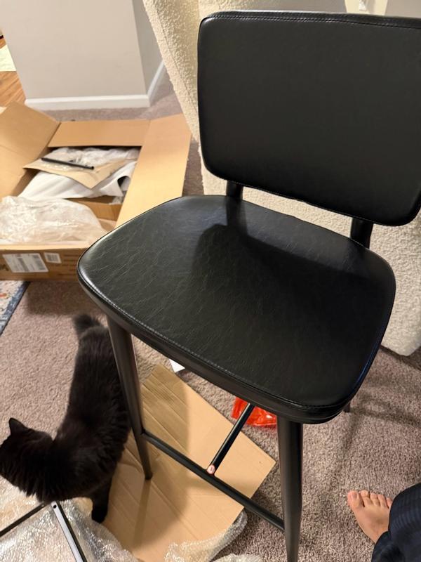 Merrick Lane Regency Black Faux Leather Barstools Contemporary Black ...