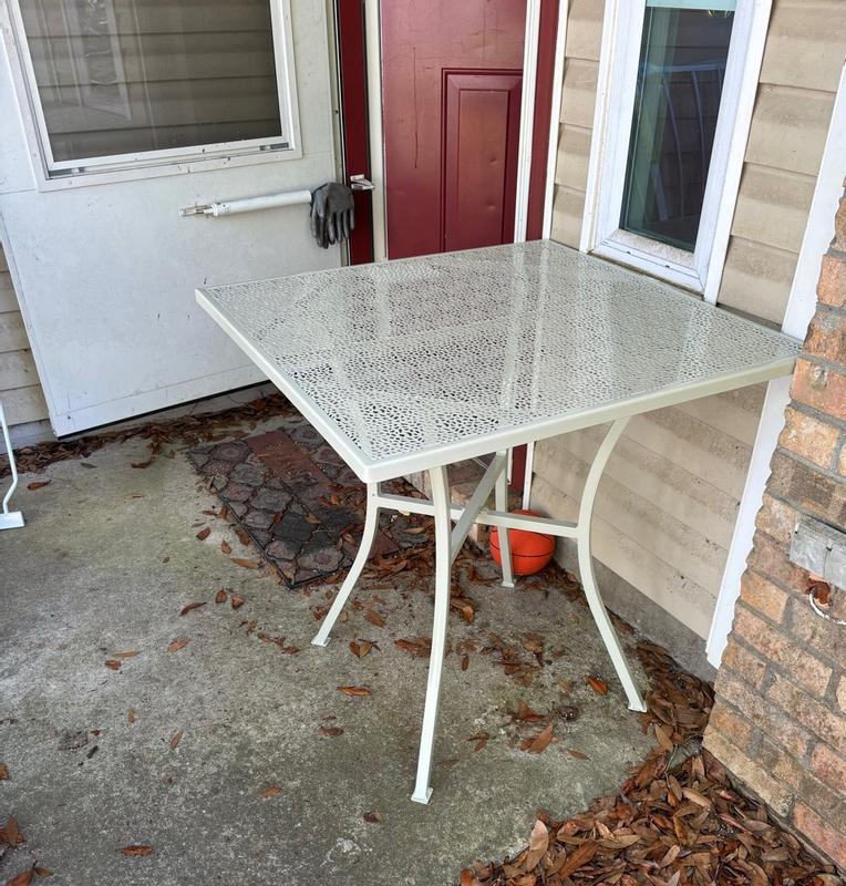 Flash Furniture 28 in. Square Indoor/Outdoor Steel Patio Table, White ...