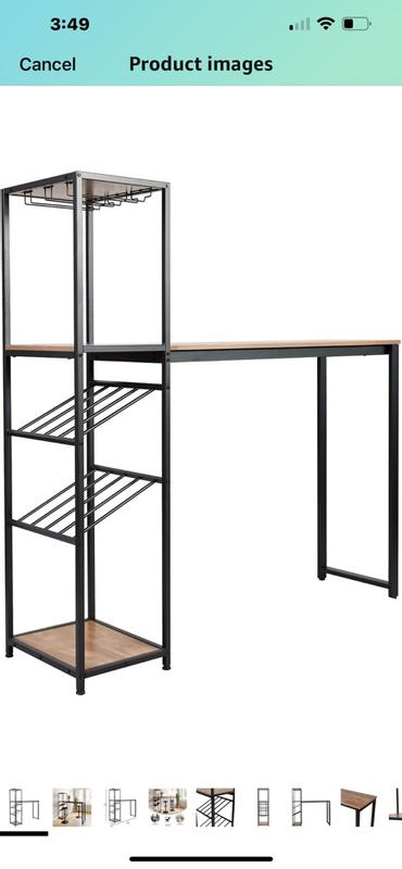 Flash Furniture Jura Metal Bar and Wine Table with 2 Slanted Shelves ...