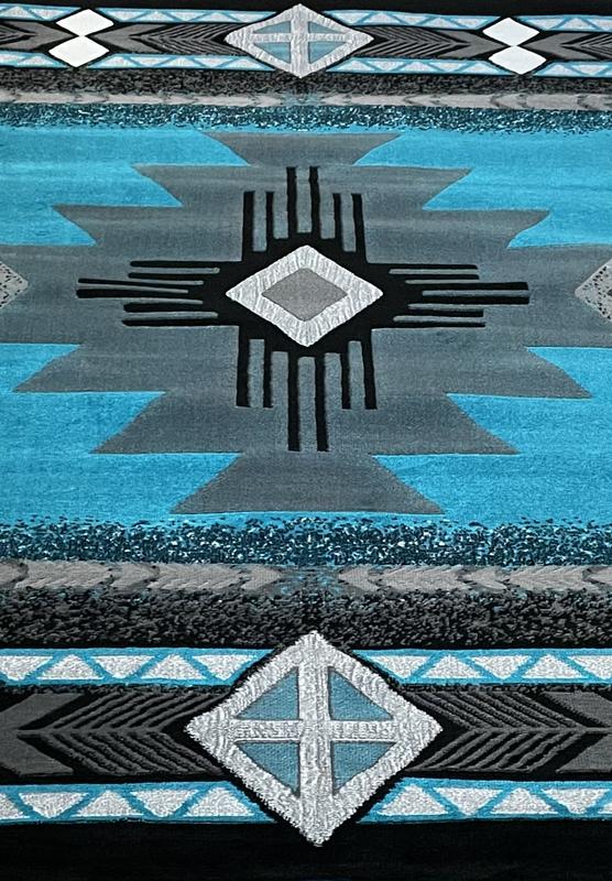Emma + Oliver Santa Fe 5x7 Black Olefin Accent Rug with Complementary ...