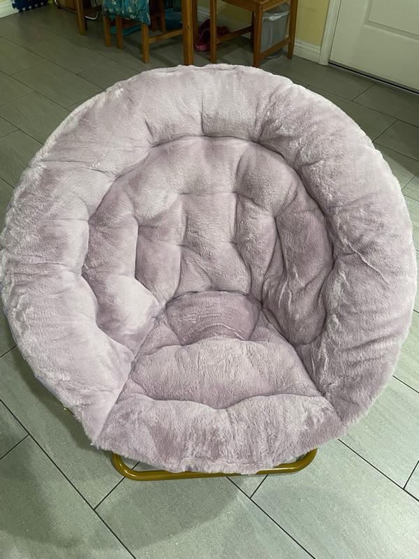 Emma + Oliver Ersa 38-in Oversize Folding Saucer Chair with Cozy Faux ...