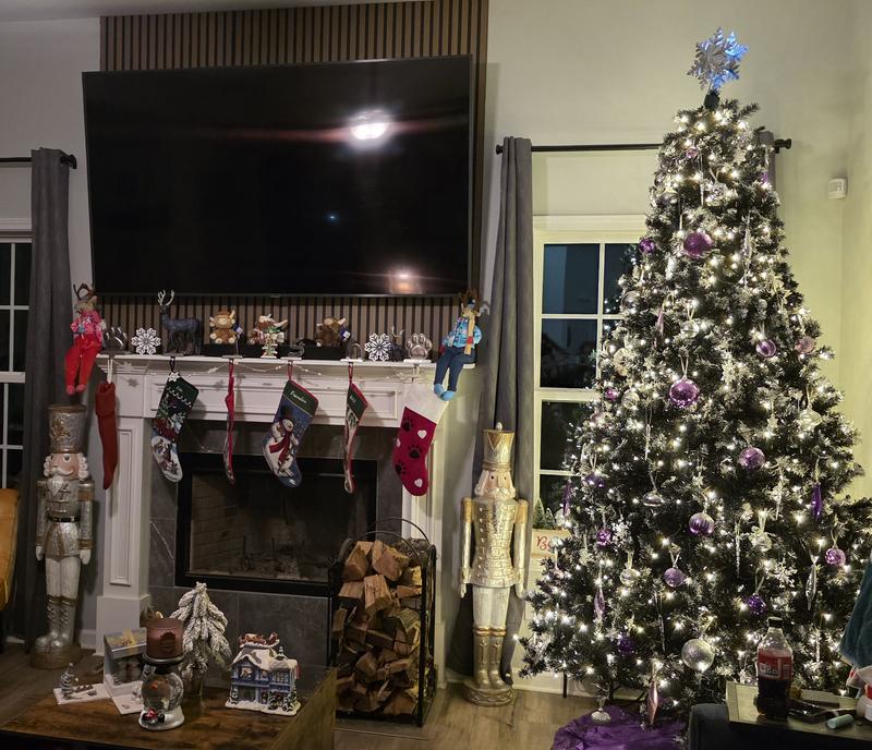 Best Choice Products Artificial Frosted Christmas Tree 9ft Premium Pre ...