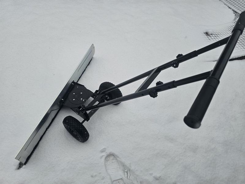Best Choice Products 48in Hand Snow Pusher w/ 2 Wheels Adjustable ...