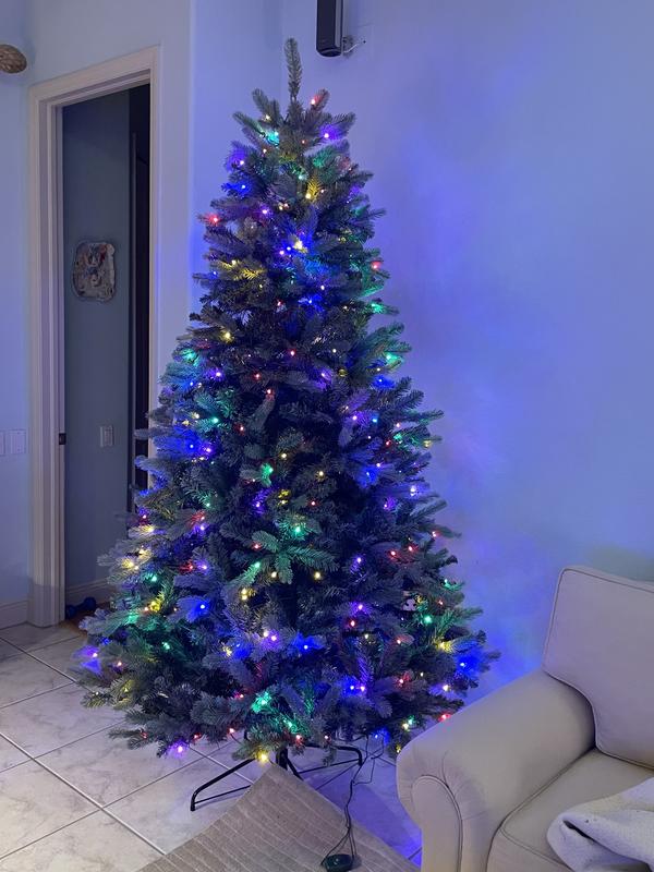 Best Choice Products Pre-Lit Blue Spruce Christmas Tree 6Ft Realistic ...