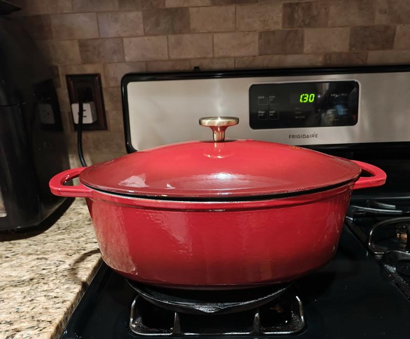 Best Choice Products Oval 7.5 Quart Cast-Iron Dutch Oven Heavy-Duty w ...