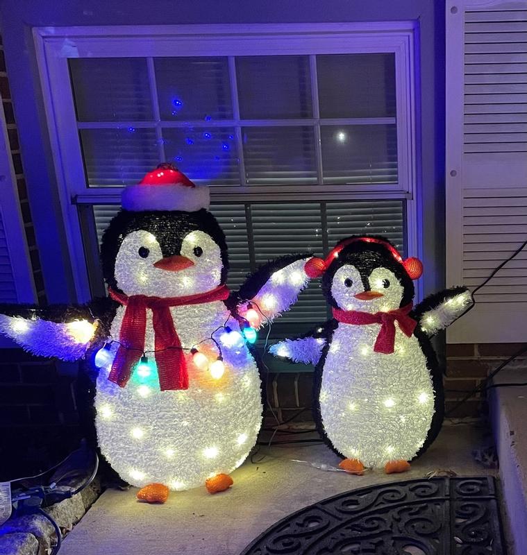 Best Choice Products 2-Piece Lighted 3ft Pop-Up Penguin Family Outdoor ...