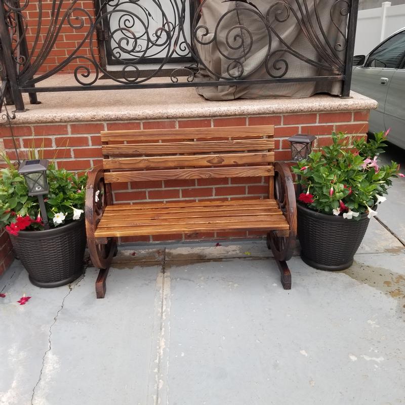 Best Choice Products 2-Person Wooden Wagon Wheel Bench for Patio Garden ...
