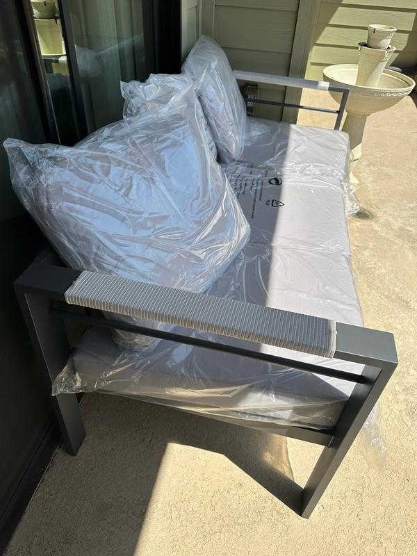 Bestier 72.01-in W 3-Seats Aluminum Outdoor Sofa with Cushions and ...
