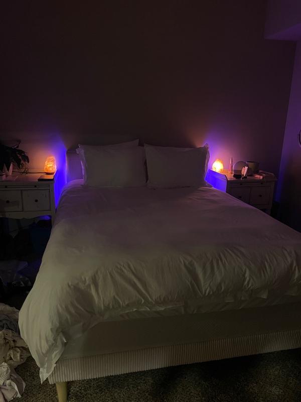 Bestier 54.33-in W Full Size Black Bed Frame with LED Lights and ...