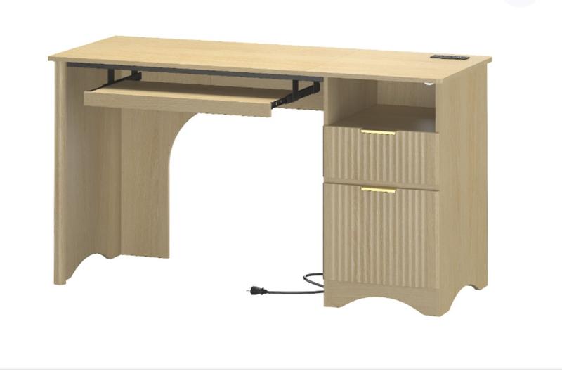 Bestier 55-in W 2-Drawer Black Computer Desk with Power Outlets and ...