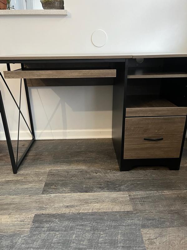Bestier 47.24-in W Brown Computer Desk with Keyboard Tray and Storage ...