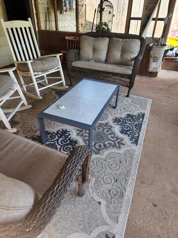 Bestier 48-in W 1-Piece Rectangle Grey Patio Coffee Table with LED and ...