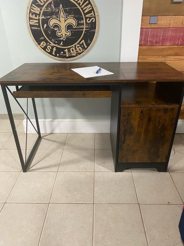Bestier 47.24-in W Gray Computer Desk with Cabinet and Storage Shelf ...