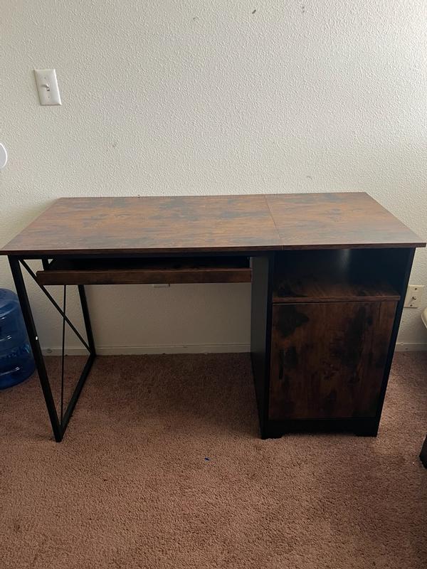 Bestier 47.24-in W Gray Computer Desk with Cabinet and Storage Shelf ...