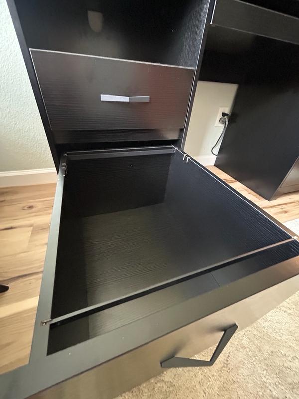 Bestier 59.06-in W Black Executive Hutch Desk with Drawers and Charge ...