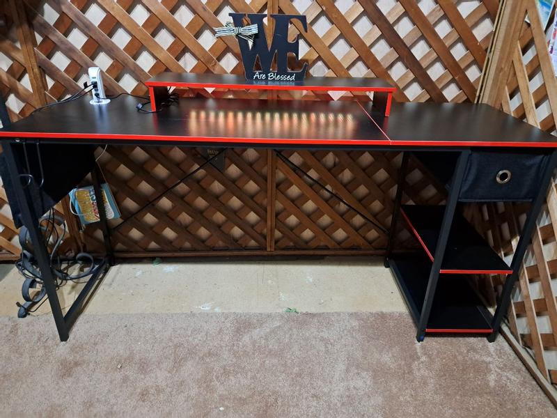 Bestier 61.65-in W 1-Drawer White Computer Desk with LED Lights and ...