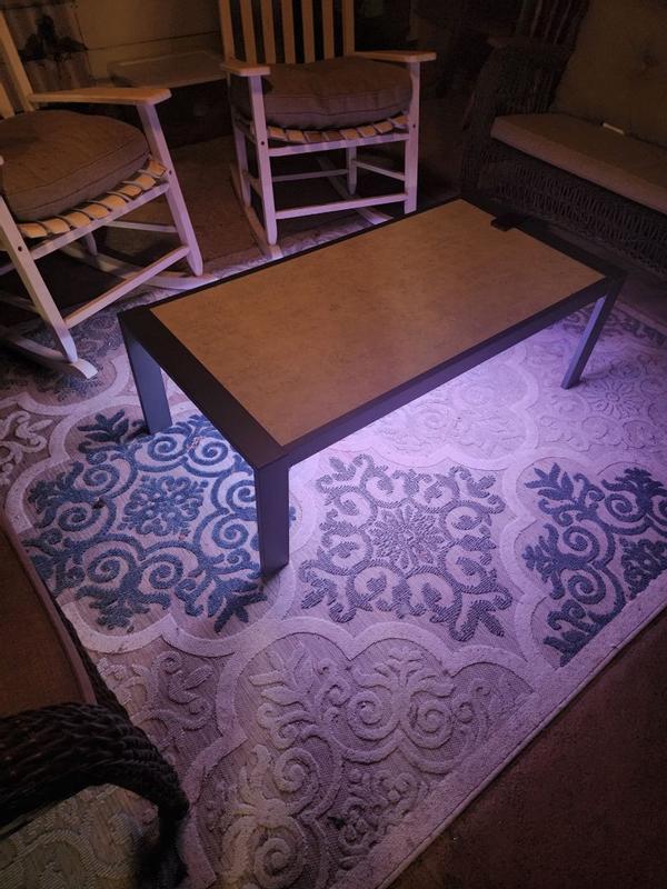 Bestier 48-in W 1-Piece Rectangle Grey Patio Coffee Table with LED and ...