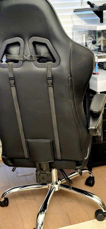 Bestier Grey PU Leather Gaming Chair with Ergonomic Lumbar Support ...