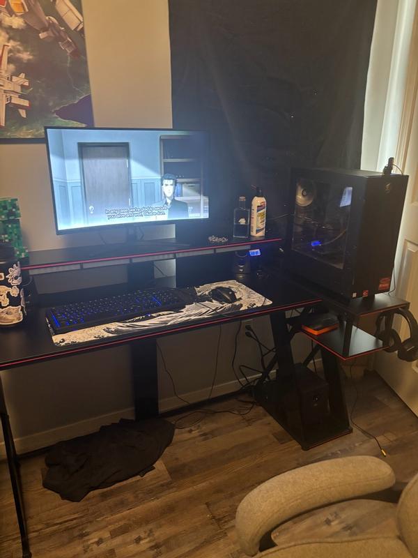 Bestier 41.61-in W Black L-Shaped Gaming Desk with Monitor Stand and ...