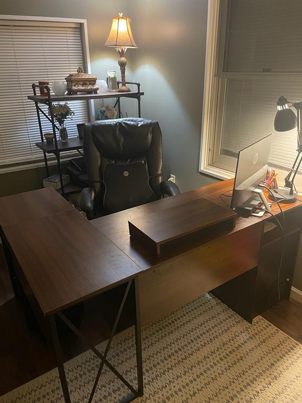 Bestier 63-in W 4-Drawer Cherry Computer Desk with Open Storage and ...