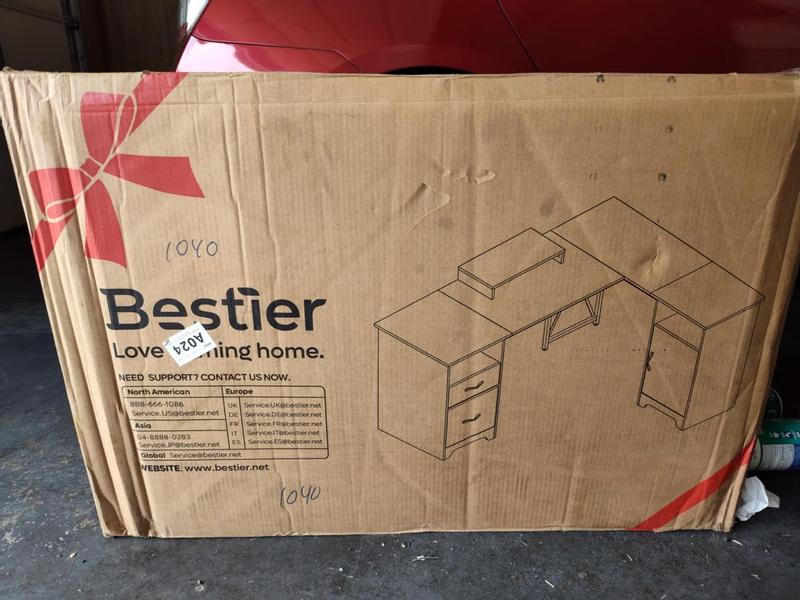 Bestier 60.00-in W 1-Door White Computer Desk with Lift Top and Storage ...