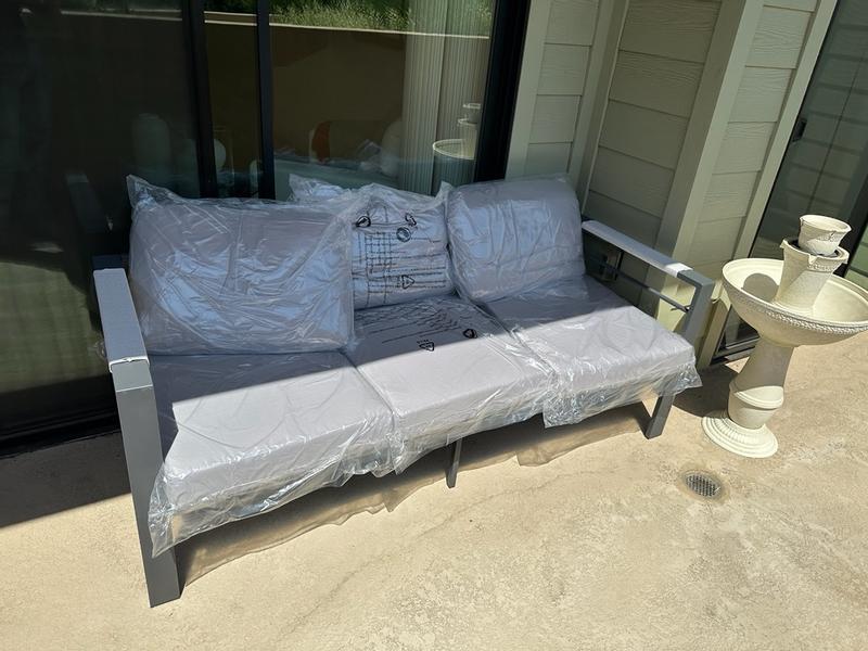 Bestier 72.01-in W 3-Seats Aluminum Outdoor Sofa with Cushions and ...
