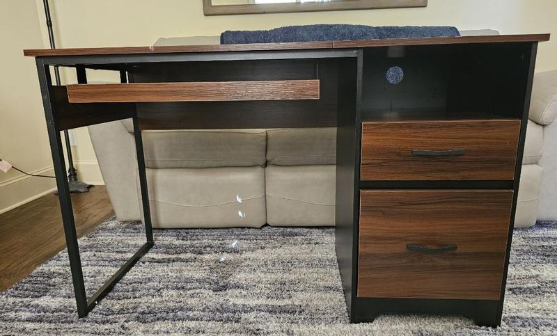 Bestier 48.03-in W 2-Drawer Cherry Computer Desk with Keyboard Tray and ...